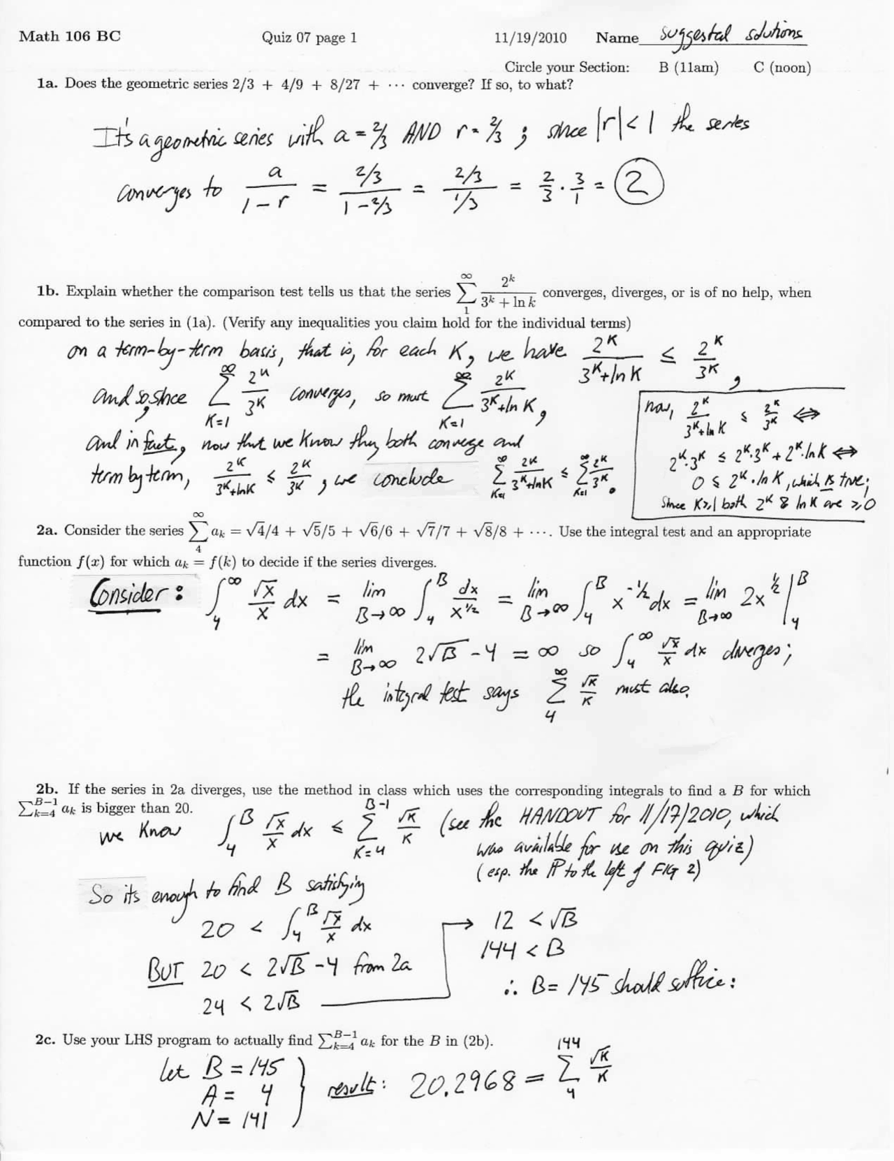 Inequalities Calculus Solved Quiz Docsity