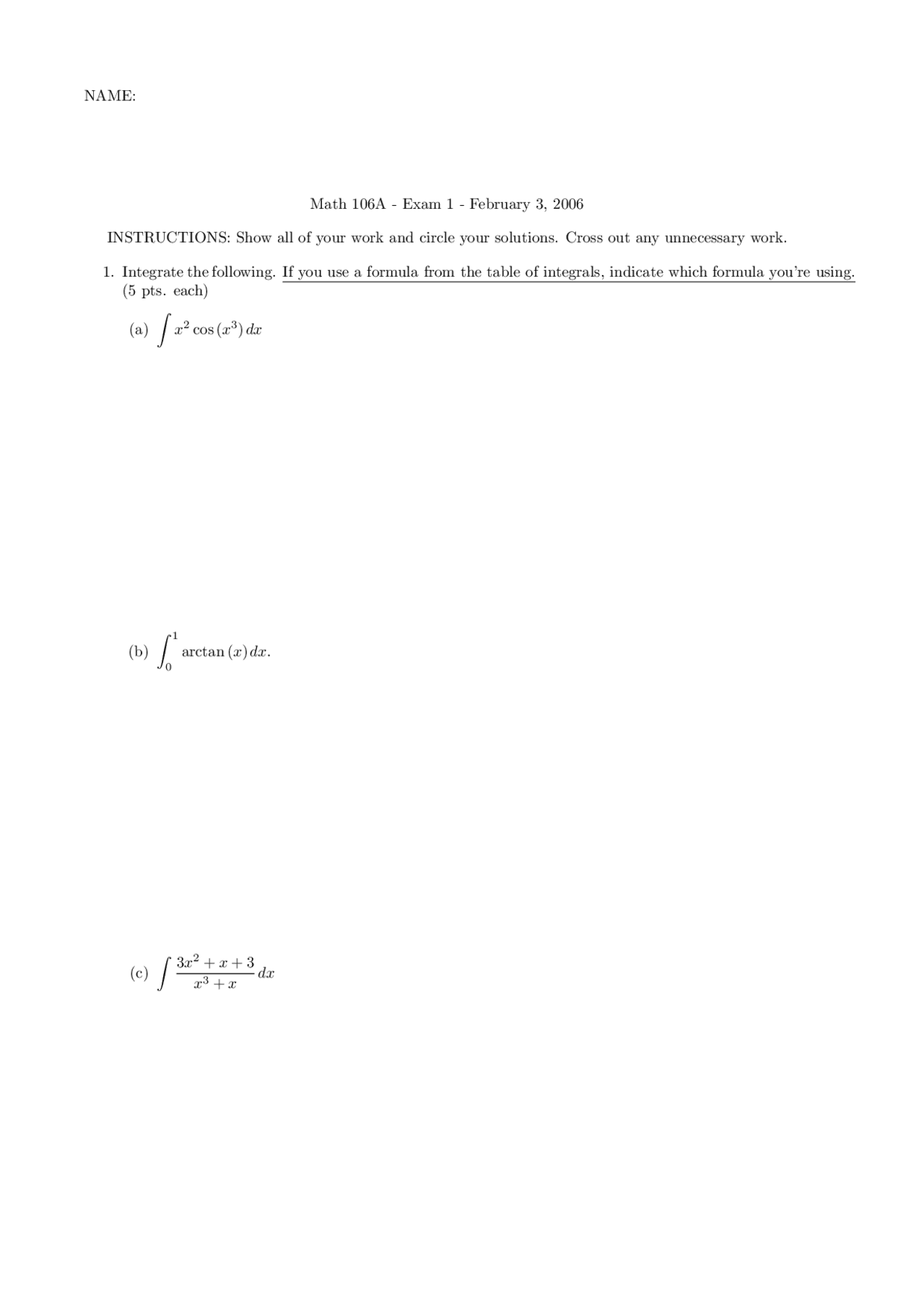 Formula Calculus Exam Docsity