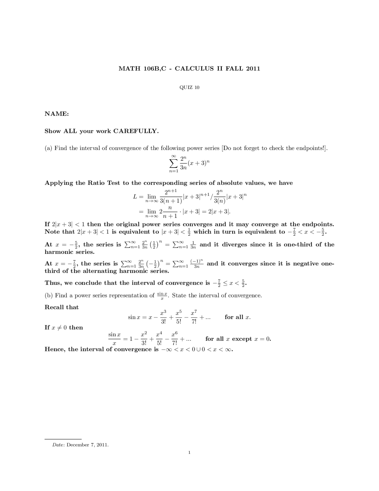 Power Calculus Solved Quiz Docsity