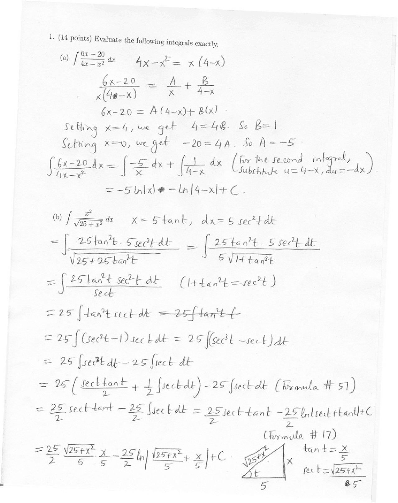Integrals Exactly Calculus Solved Exam Docsity