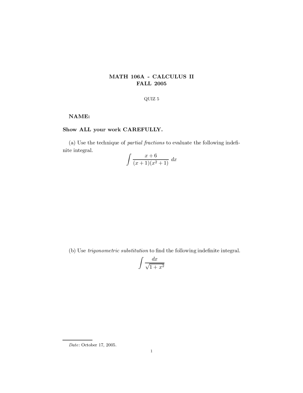 Fractions - Calculus - Quiz - Docsity