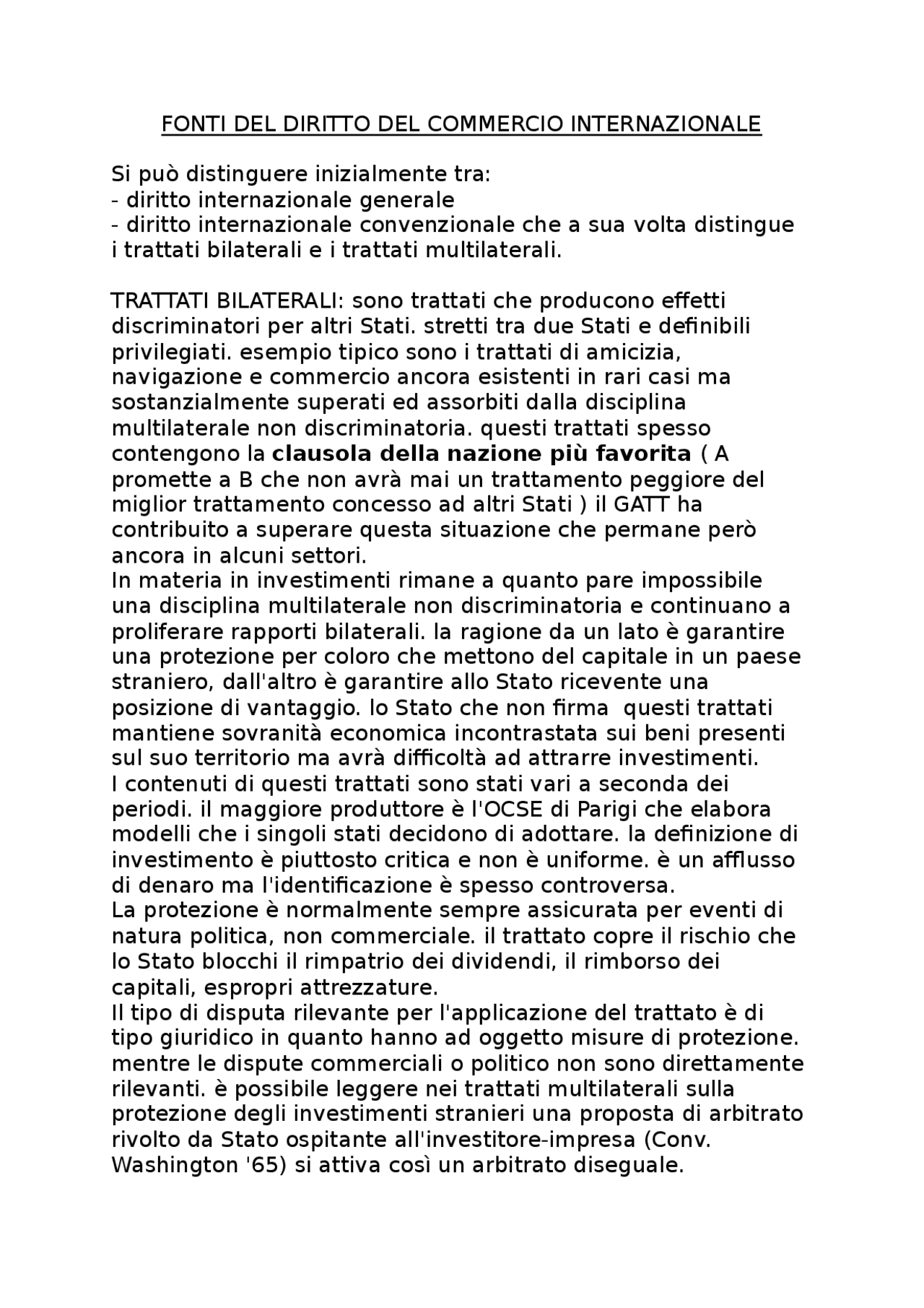 Fonti del diritto commerciale internazionale - Appunti - Diritto dei contratti internazionali ...