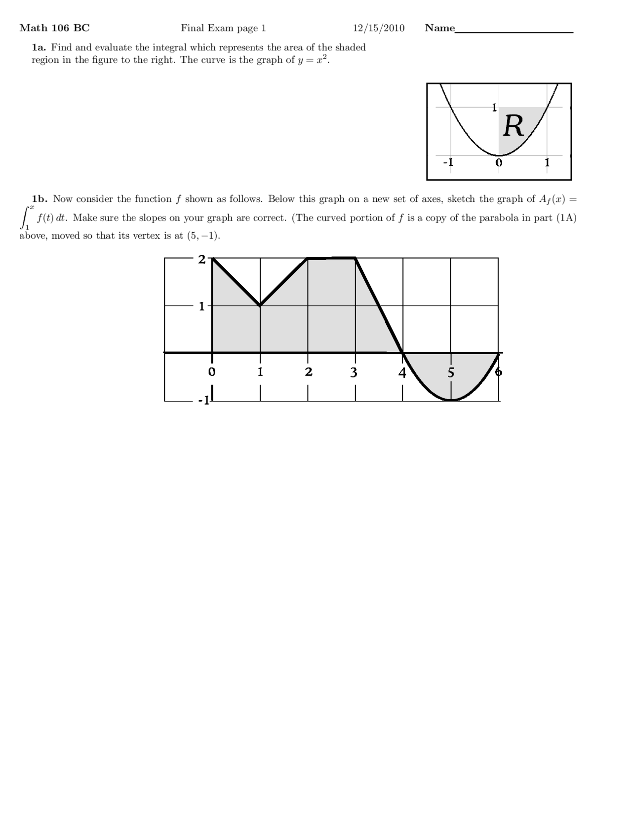 Shaded Calculus Exam Docsity