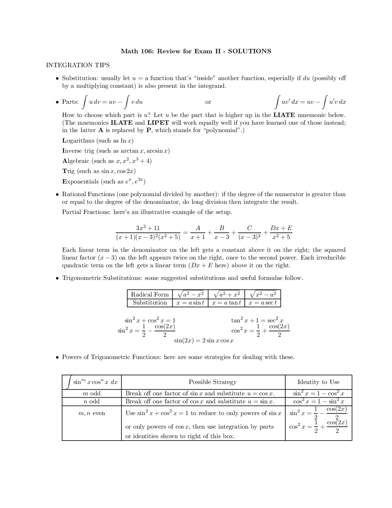 Partial Fractions Calculus Solved Exam Docsity