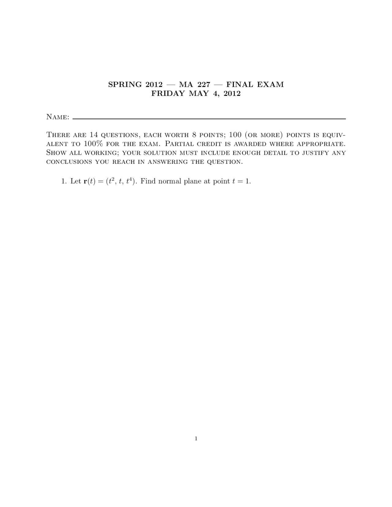 Area Of Parallelogram Calculus Iii Exam Docsity