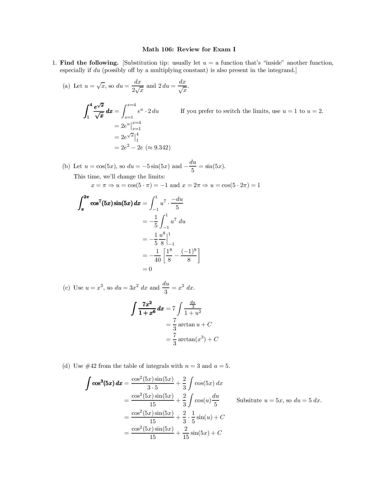 Multiplying Constant Calculus Solved Exam Docsity