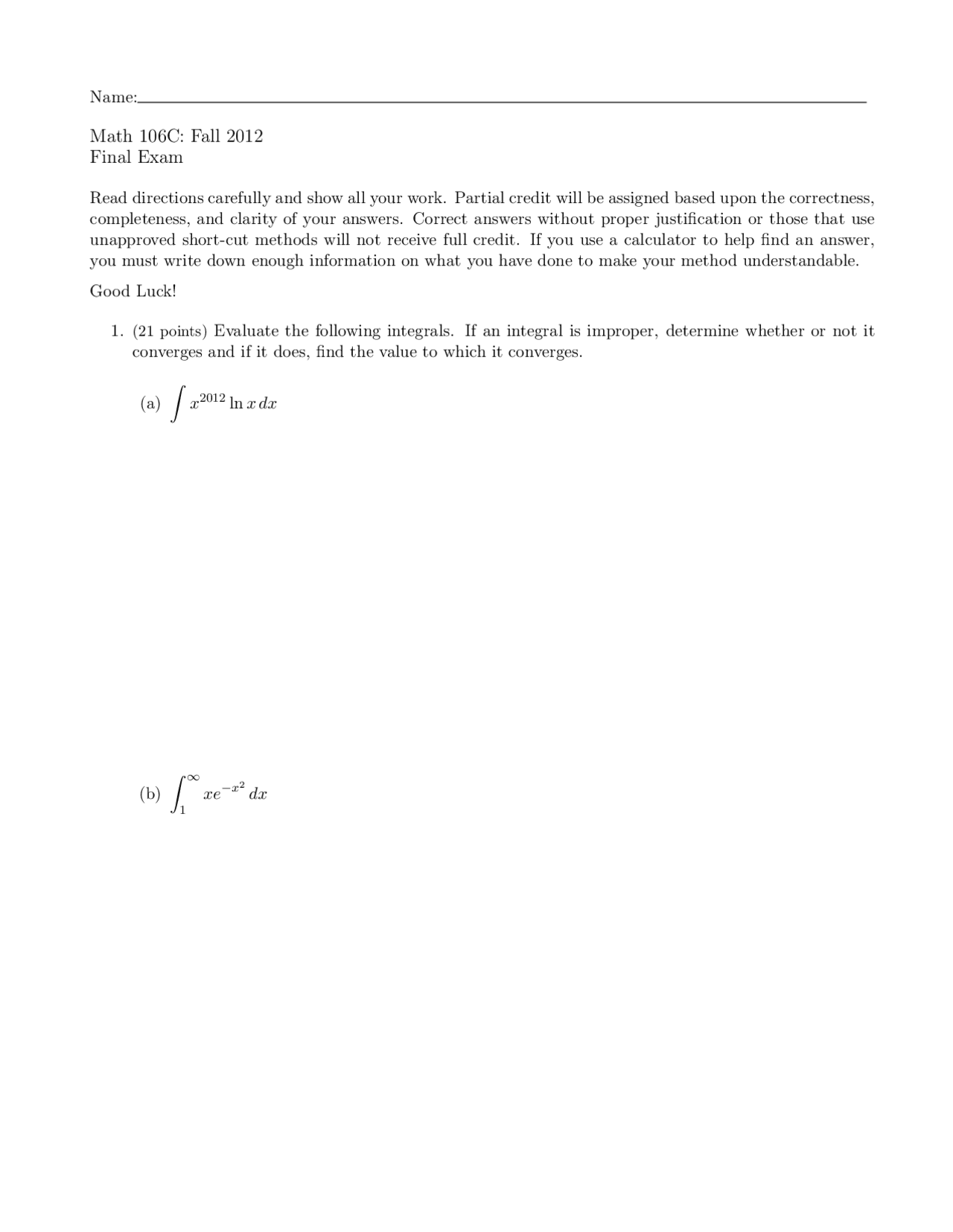 Proper Justification - Calculus - Exam - Docsity