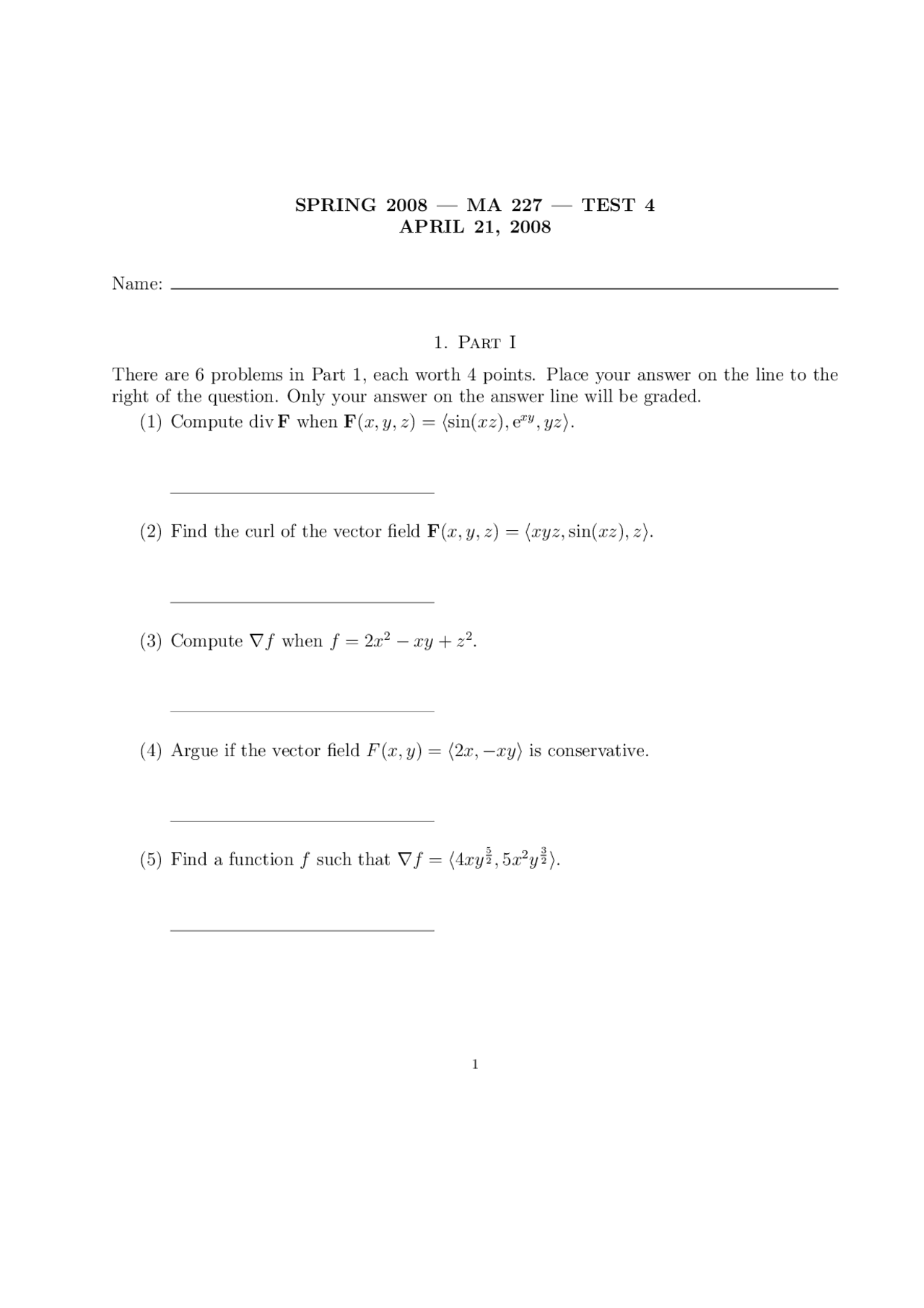 Green Theorem - Calculus III - Exam | Exams Advanced Calculus | Docsity