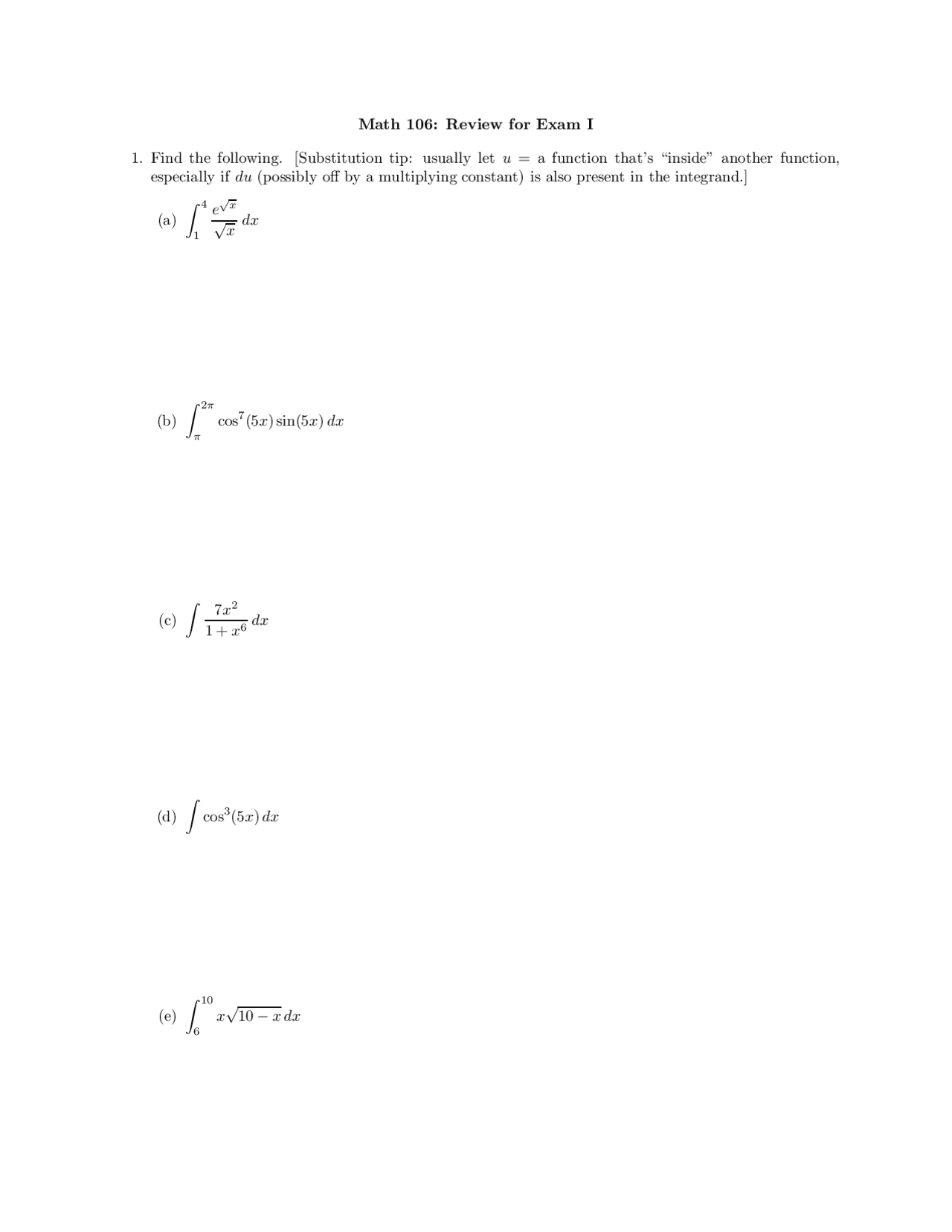 Multiplying Constant - Calculus - Exam - Docsity