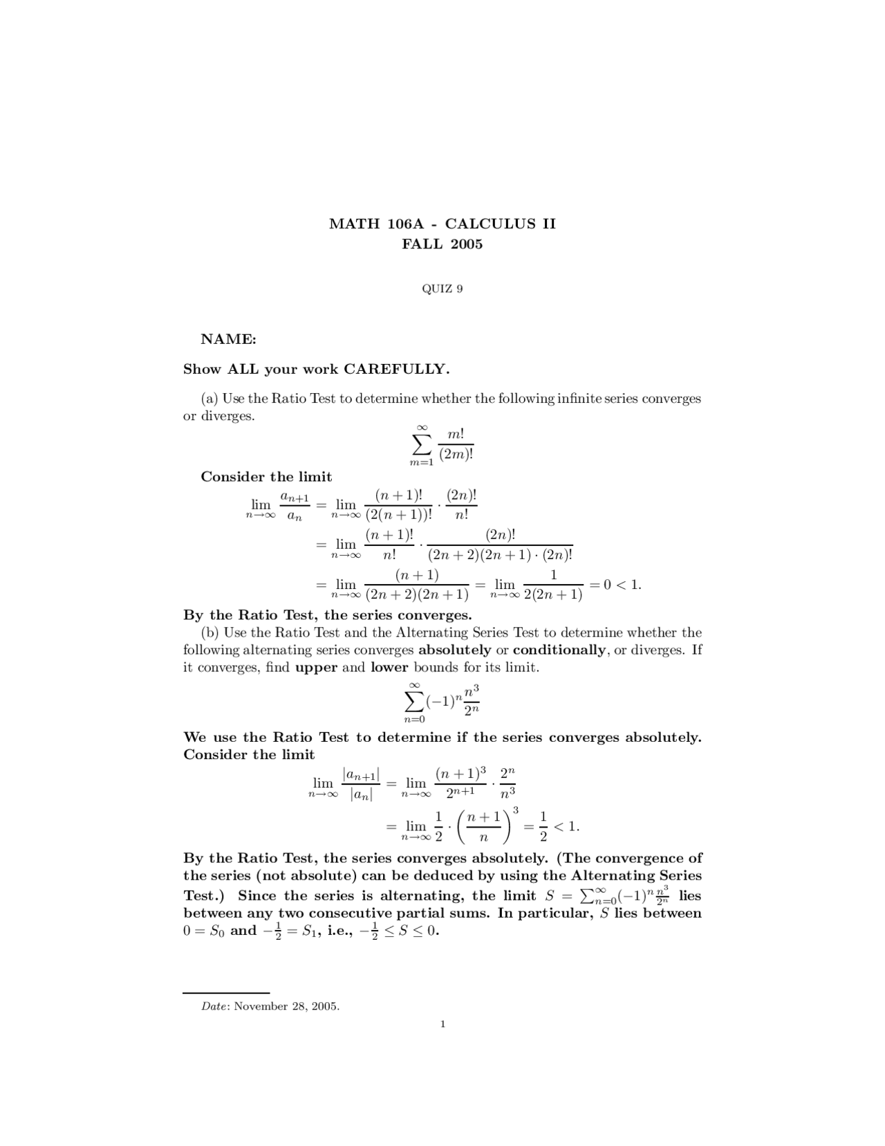 Absolutely Calculus Solved Quiz Docsity