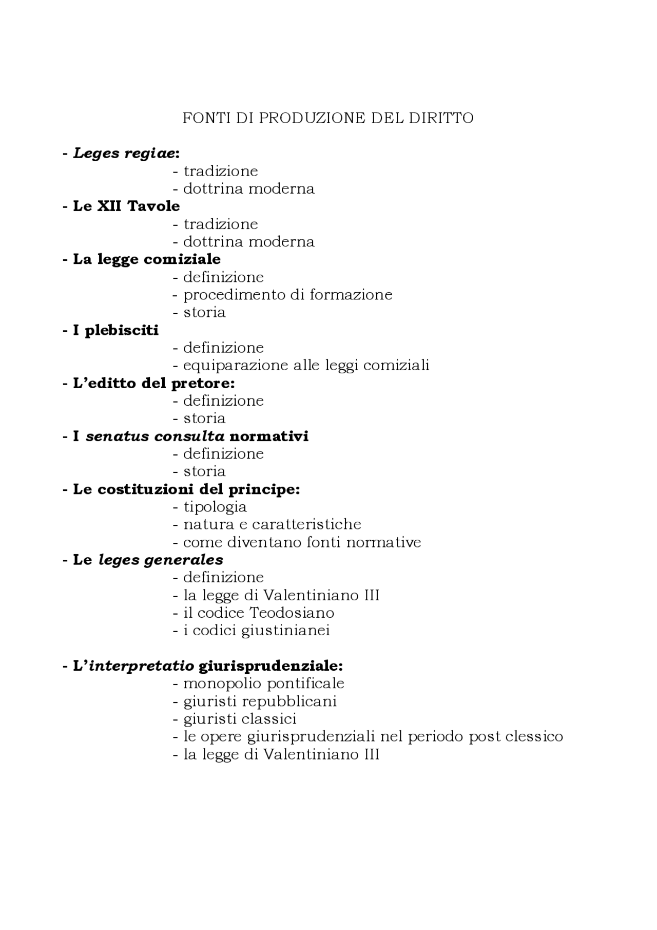 Fonti del diritto romano - Schema - Diritto romano - Parte 1 | Schemi e ...