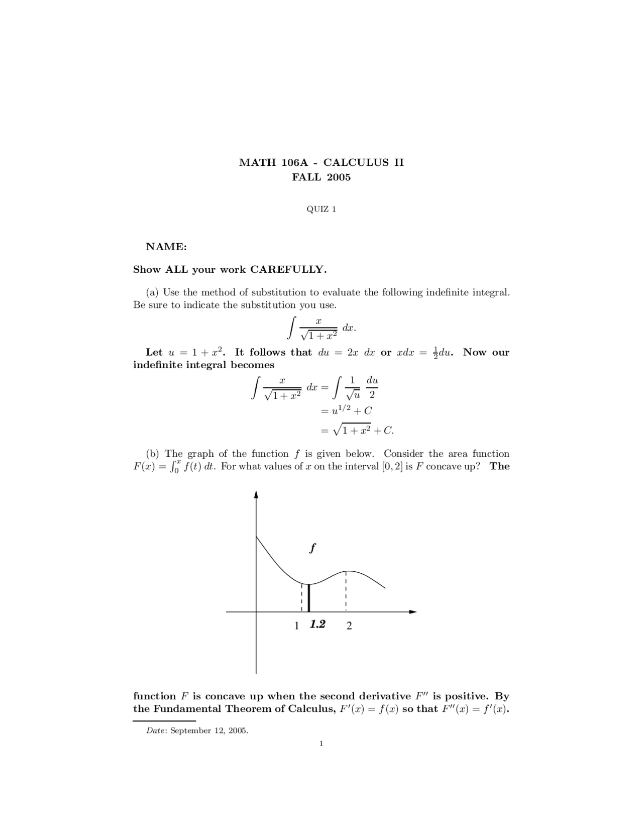 Substitution Calculus Solved Quiz Docsity