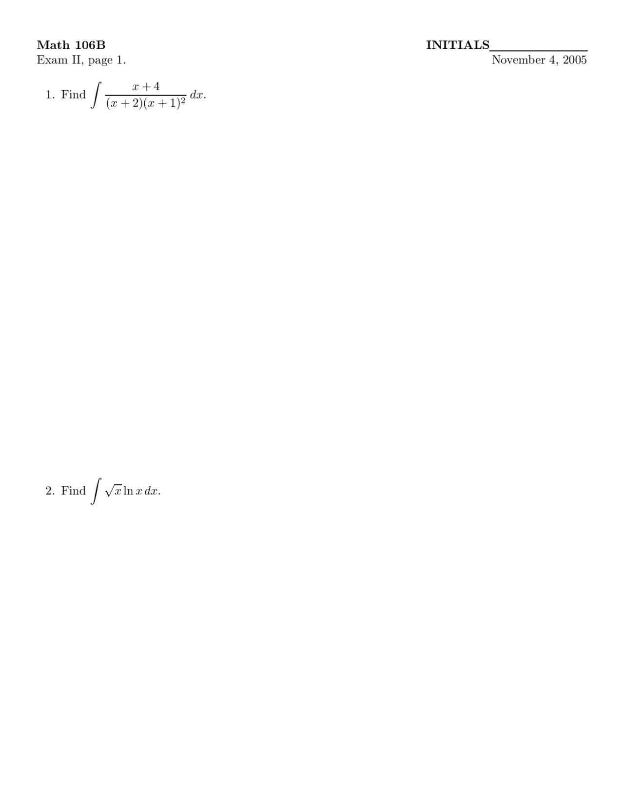 Trig Substitution Calculus Exam Docsity