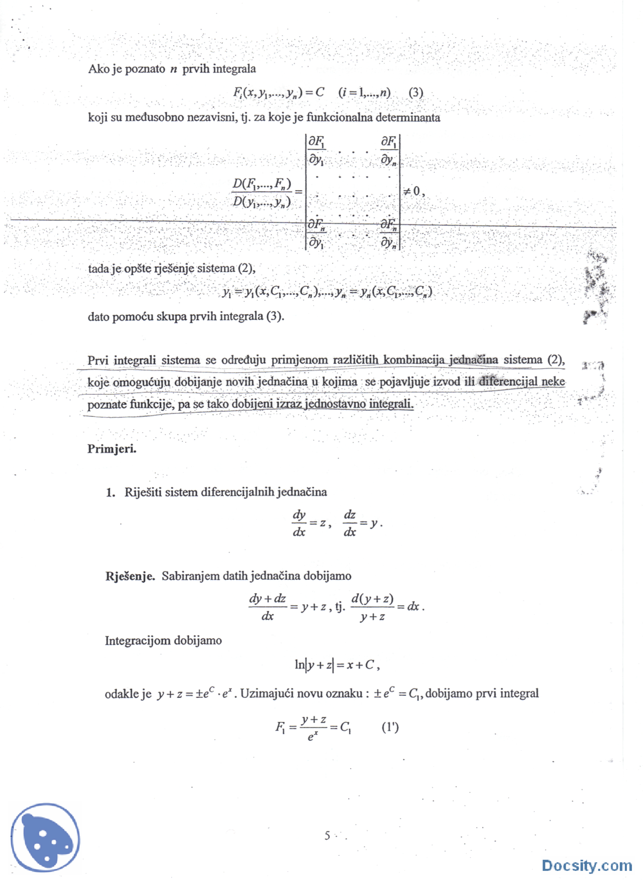 Sistemi diferencijalnih jednacina-Skripta-Matematika 3-Matematika (5) | Rezime' predlog ...