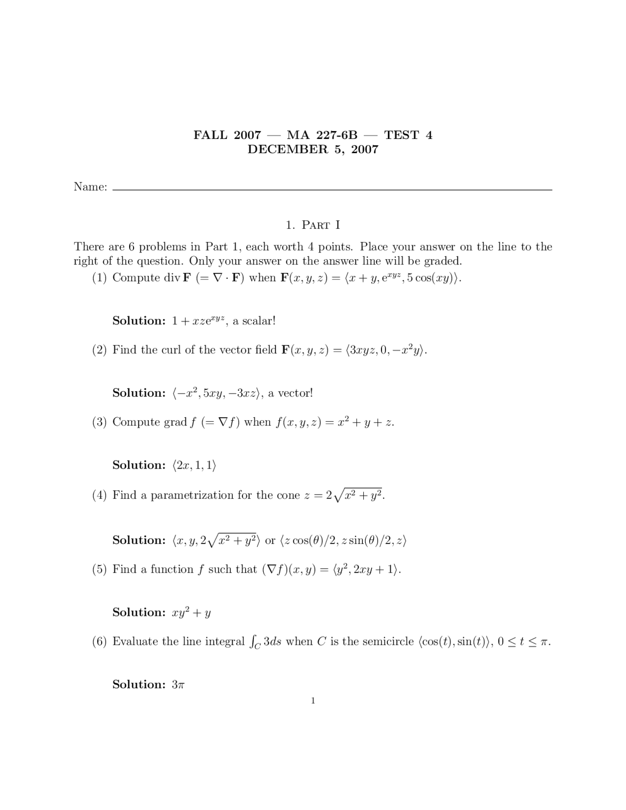 Curl Of Vector Field Calculus Iii Exam Docsity