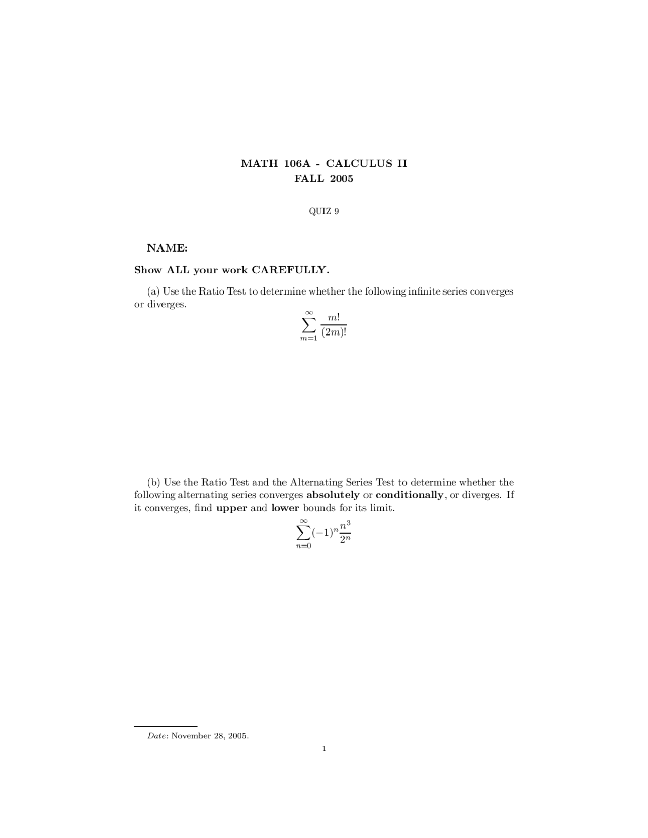 Absolutely - Calculus - Quiz - Docsity