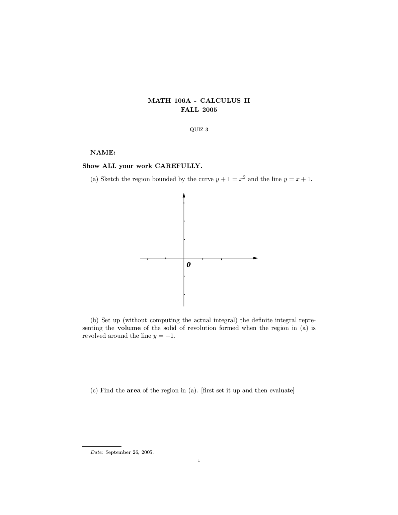 Region Bounded Calculus Quiz Docsity