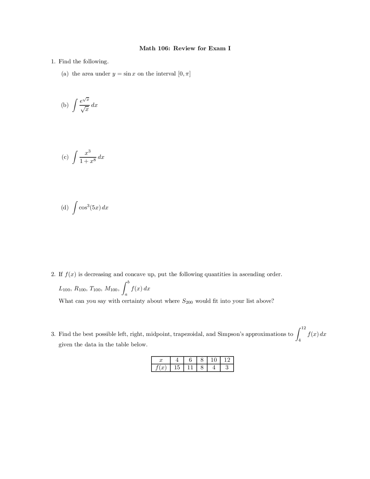 Simpsons - Calculus - Exam - Docsity