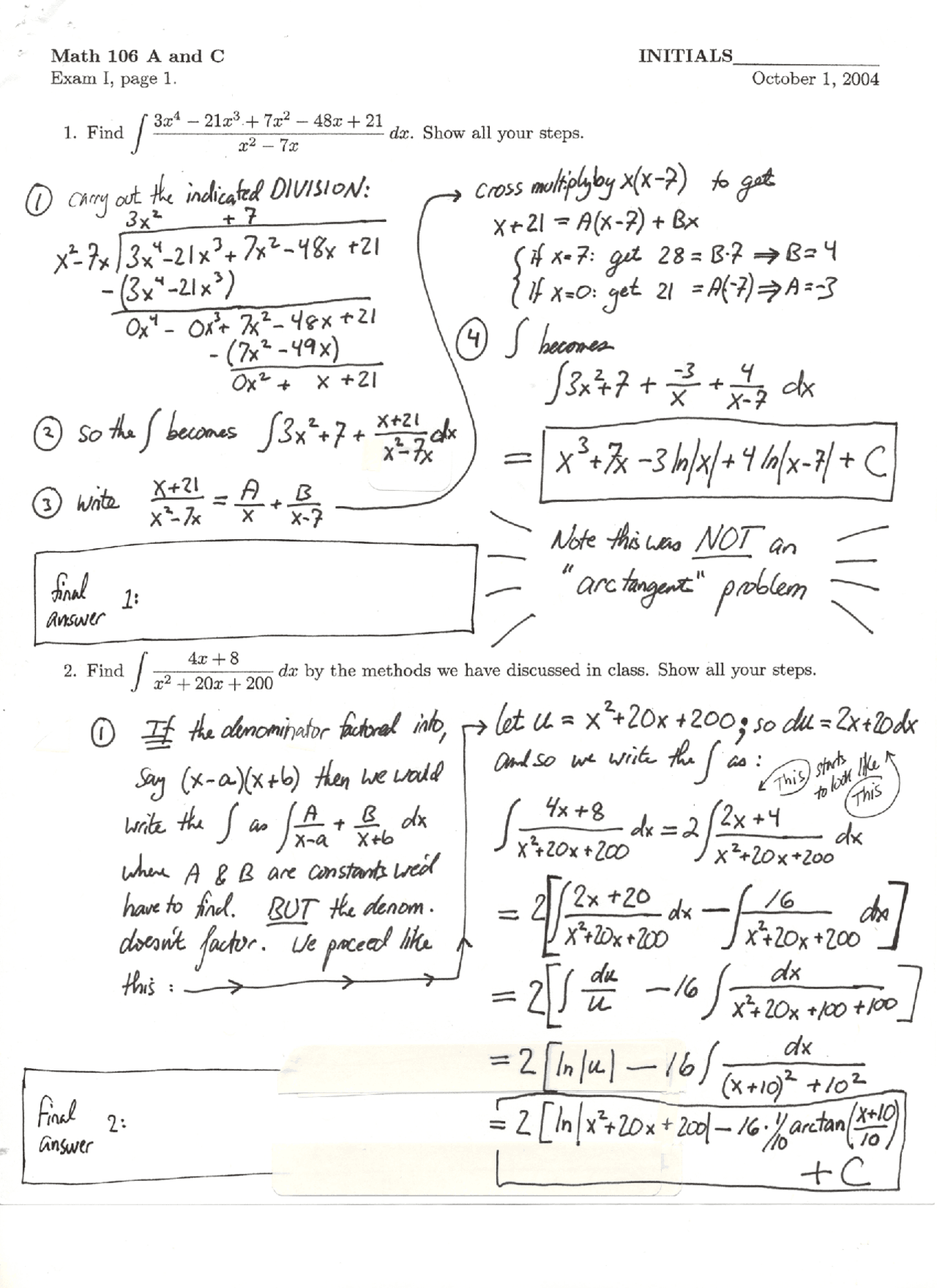 Methods Calculus Solved Exam Docsity
