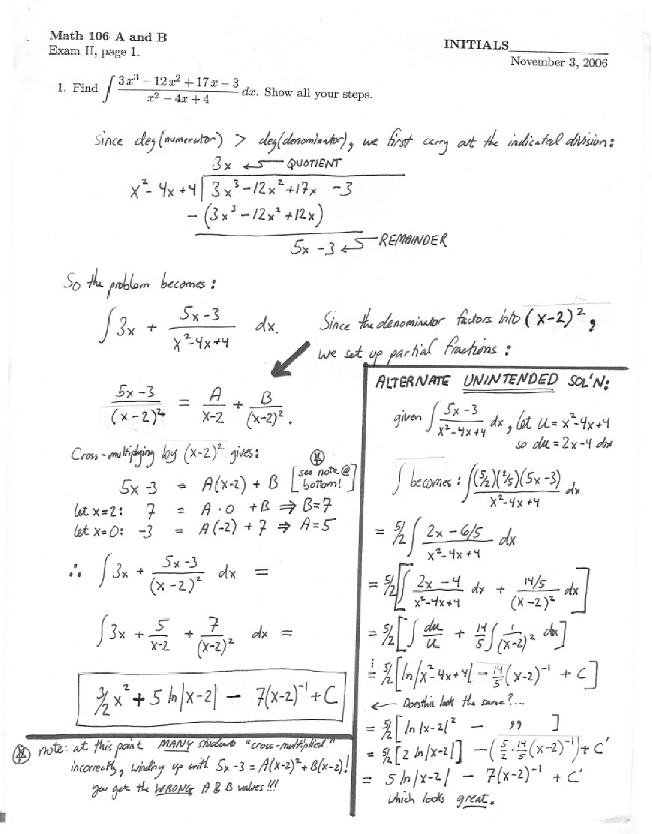 Steps Calculus Solved Exam Docsity