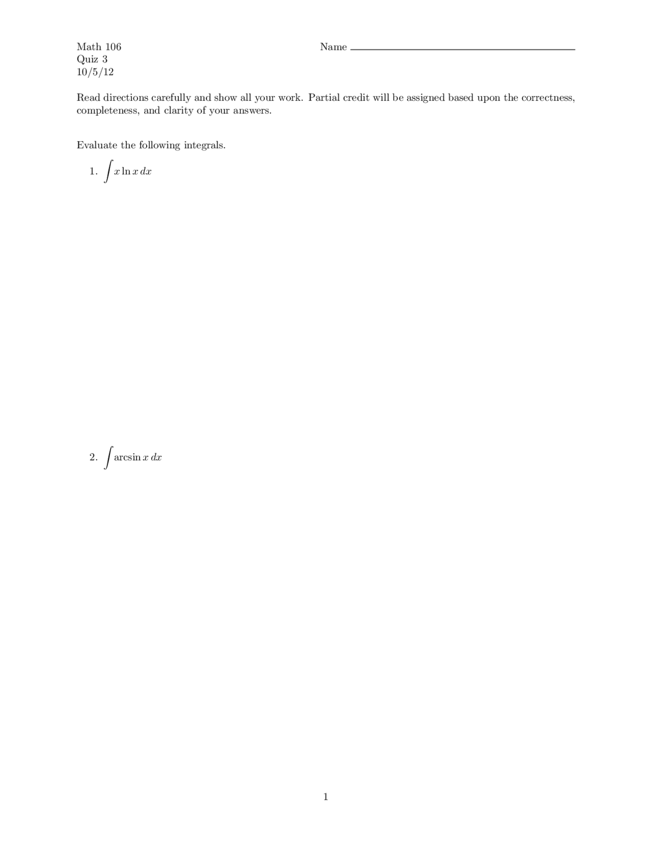 Completeness Calculus Quiz Docsity