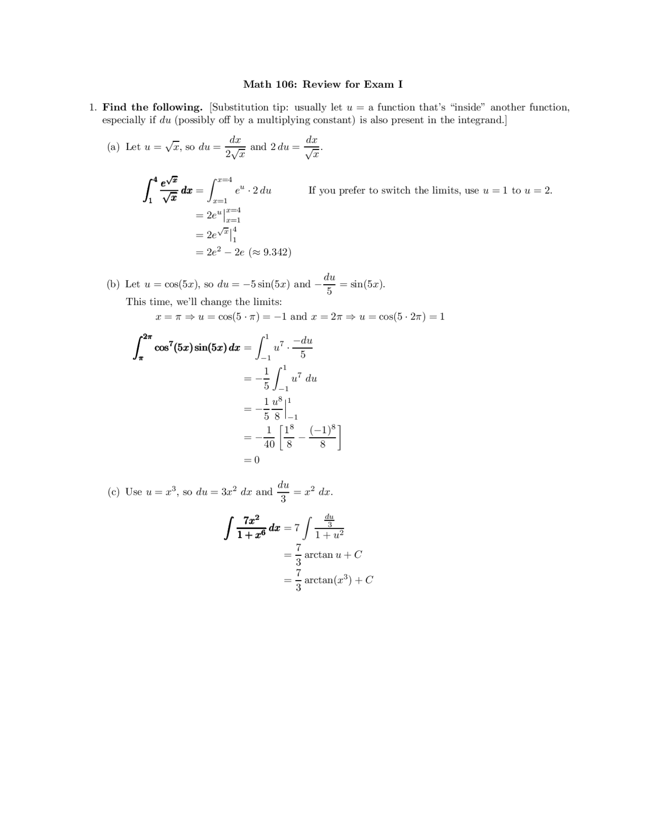 Decreasing Calculus Solved Exam Docsity
