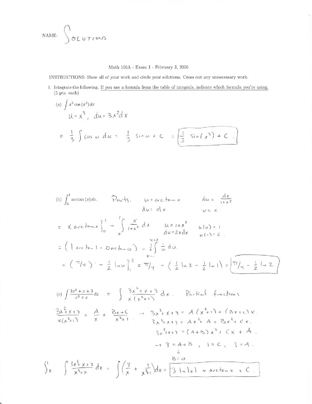 Formula Calculus Solved Exam Docsity
