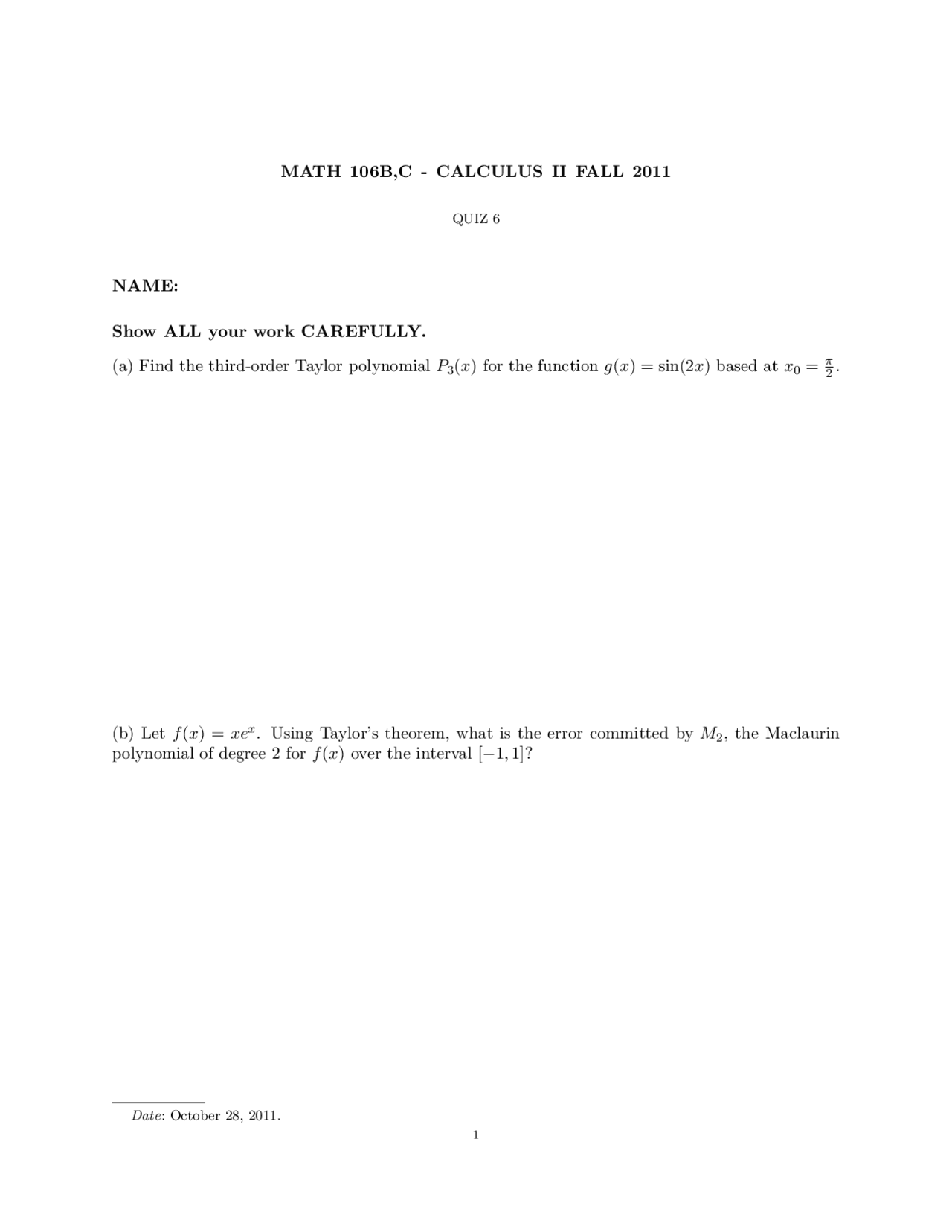 Based Calculus Quiz Docsity