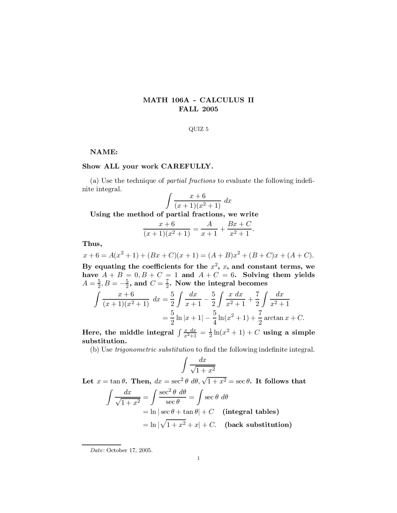 Fractions Calculus Solved Quiz Docsity
