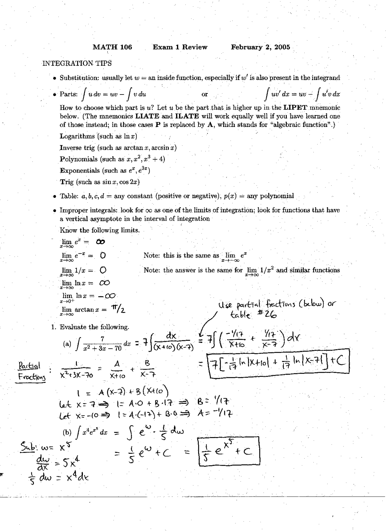 Arcsin - Calculus - Solved Exam | Exams Calculus | Docsity