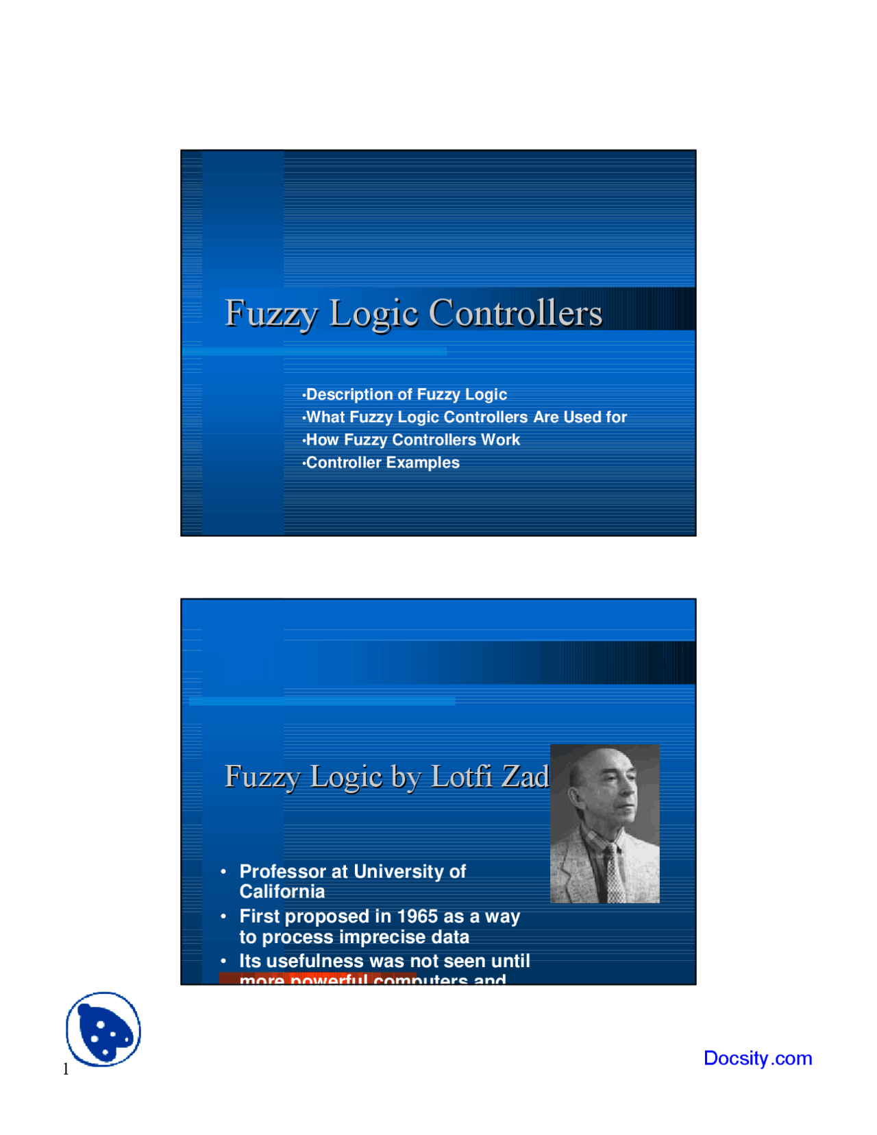 Fuzzy Logic Controllers Embedded Intelligent Robotics Lecture Slides Docsity