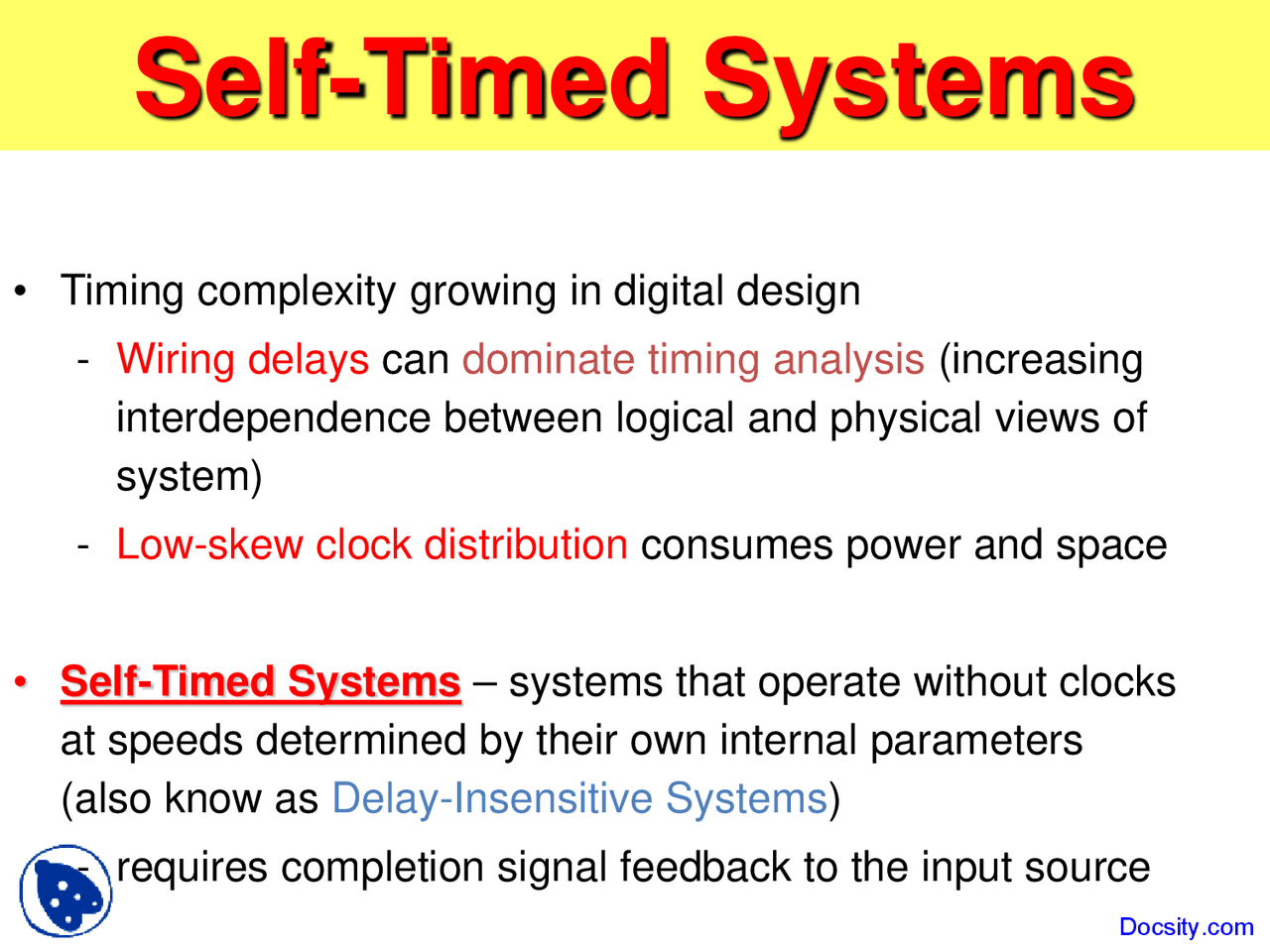 Self Timed Systems Design Of Sequential Circuit Lecture Slides Docsity