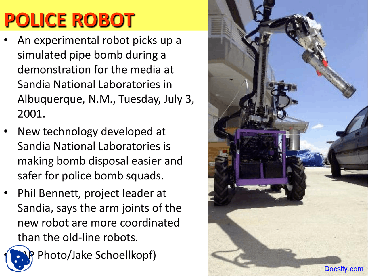 Police Robot Embedded Intelligent Robotics Lecture Slides Docsity