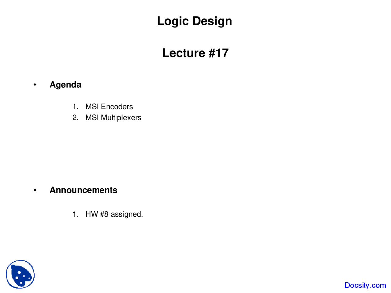 Encoders Sequential Logic Design Lecture Slides Docsity