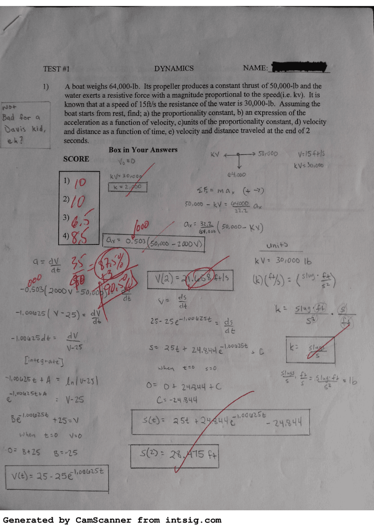 Solved Exam 1 Questions Dynamics Egn 3321 Docsity
