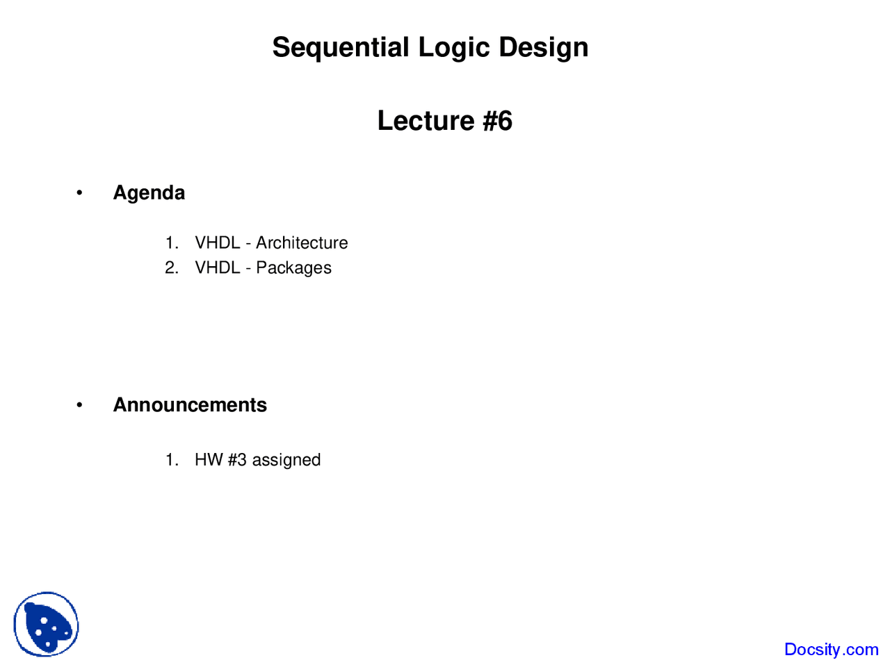 Architecture Sequential Logic Design Lecture Slides Docsity