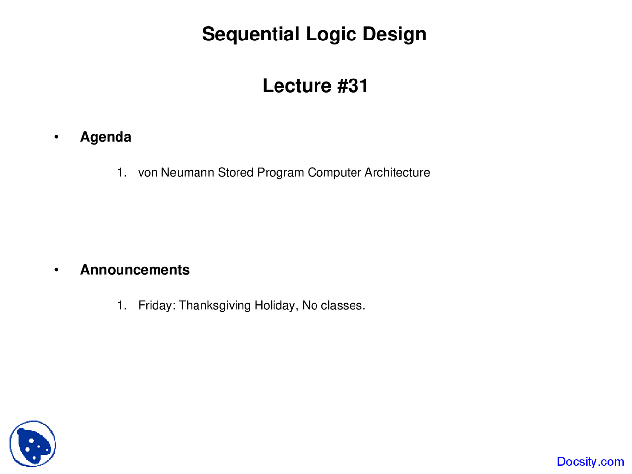 Computer Architecture Sequential Logic Design Lecture Slides Docsity 8272