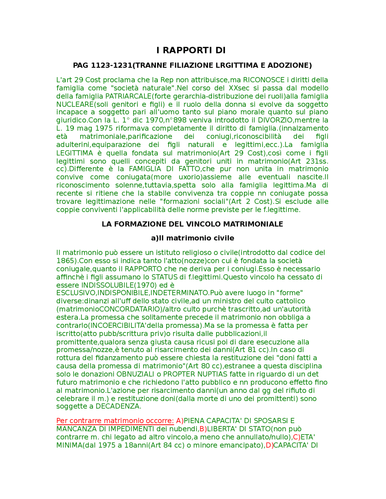 I Rapporti Di Famiglia Appunti Diritto Privato Docsity