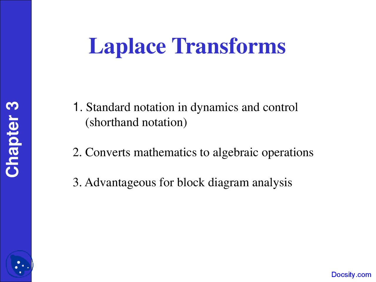 Laplace Transforms Process Control Lecture Slides Docsity