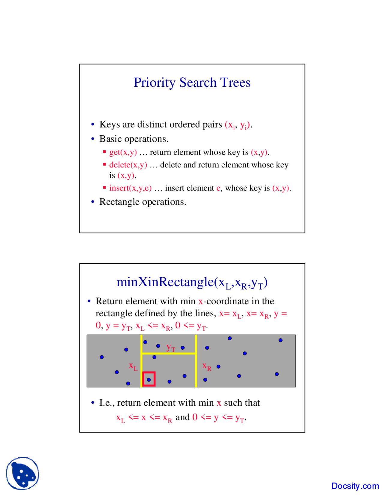Priority Search Trees - Advanced Data Structures - Lecture Slides | Slides Computer Science ...