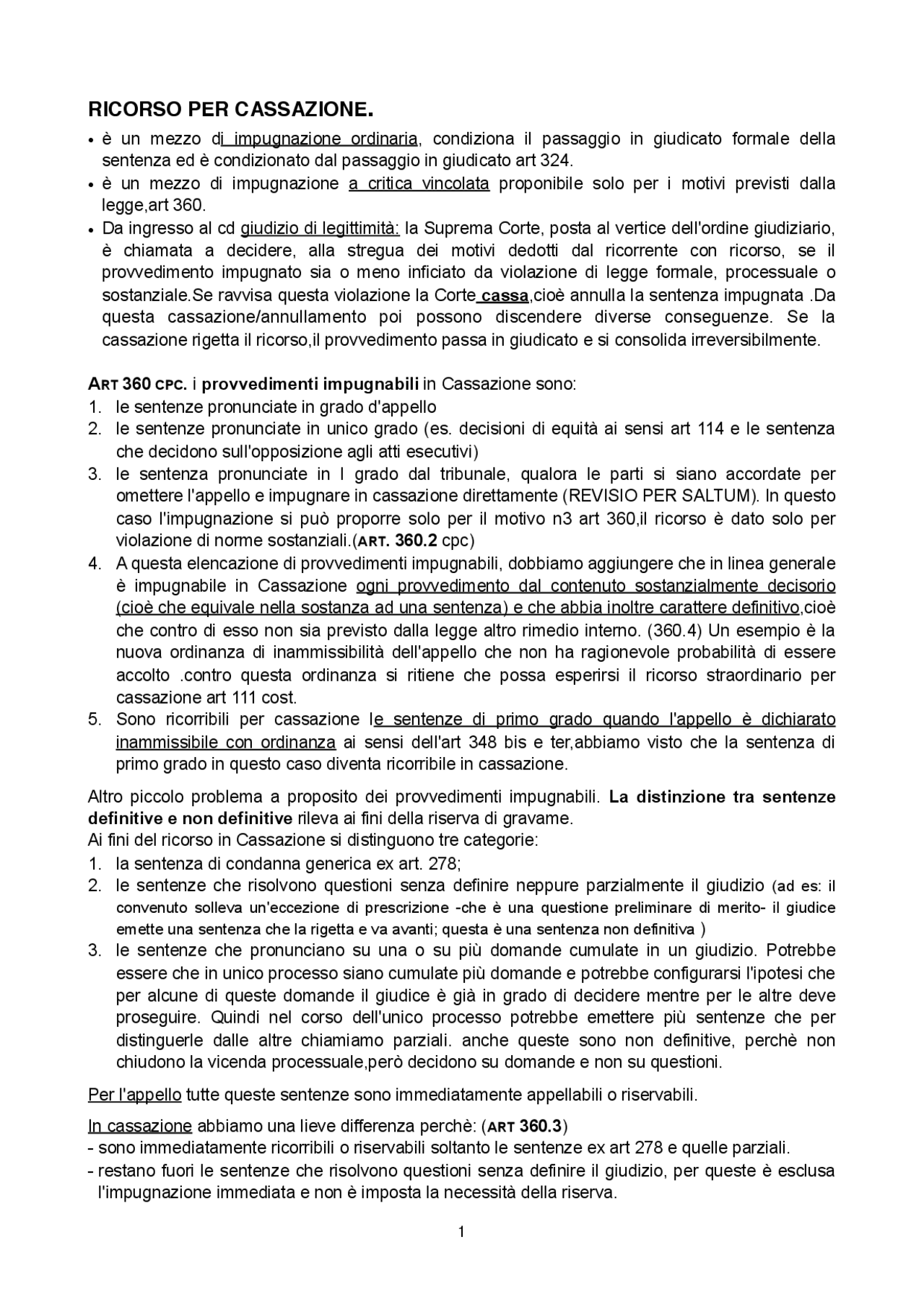 Ricorso Per Cassazione Docsity