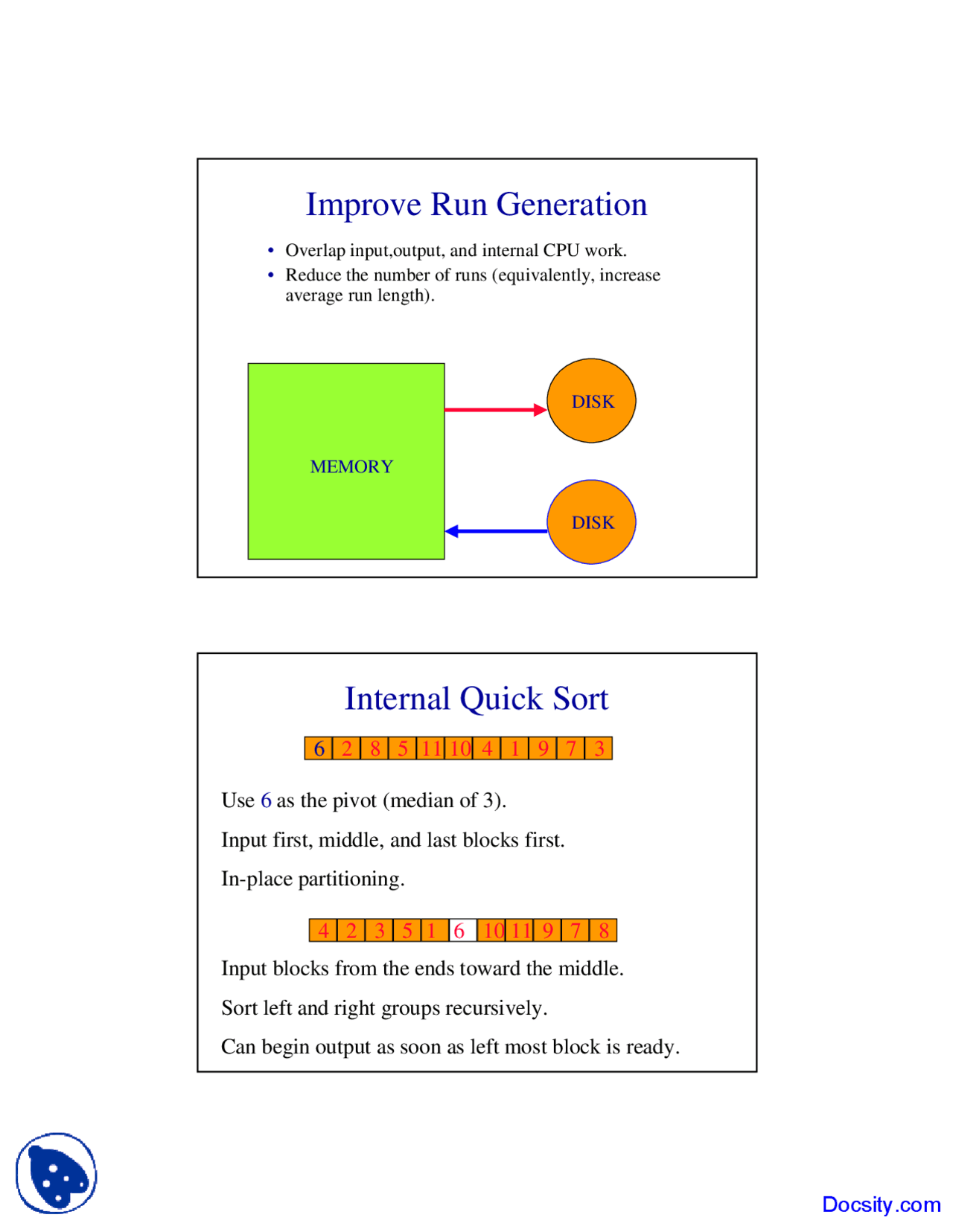 Improve Run Generation - Advanced Data Structures - Lecture Slides - Docsity