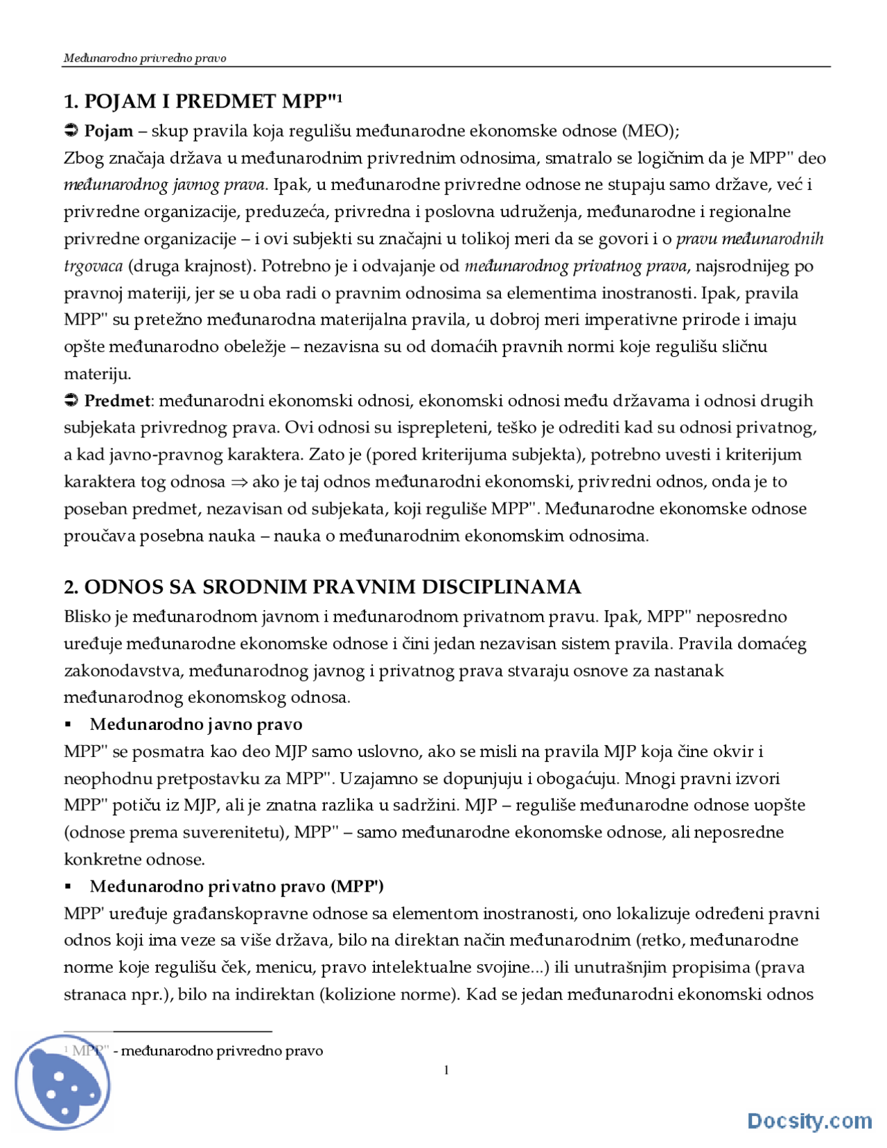 Medjunarodno privredno poslovno pravo-skripta -1-45-Politicke nauke | Rezime' predlog Privredno ...