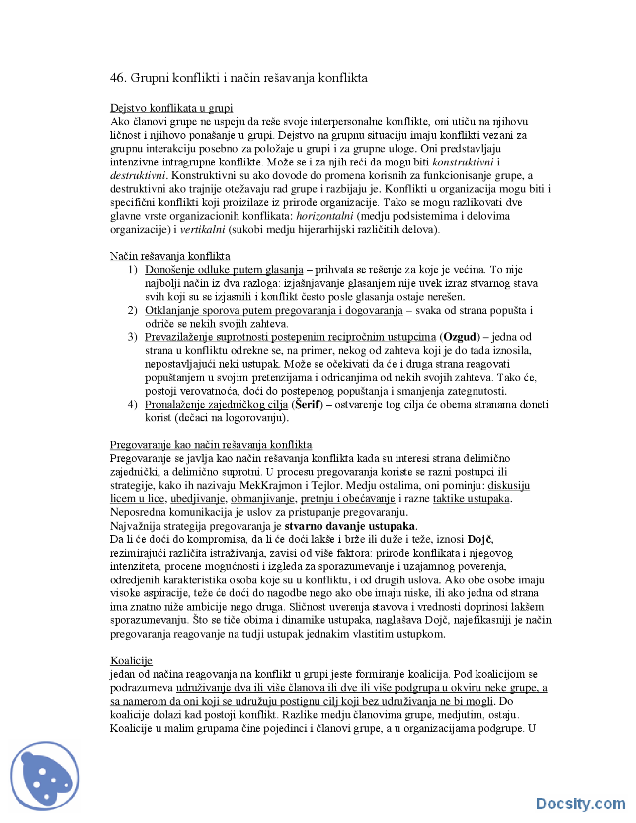 Grupni Konflikti Skripta Psihologija Rezime Predlog Opšta