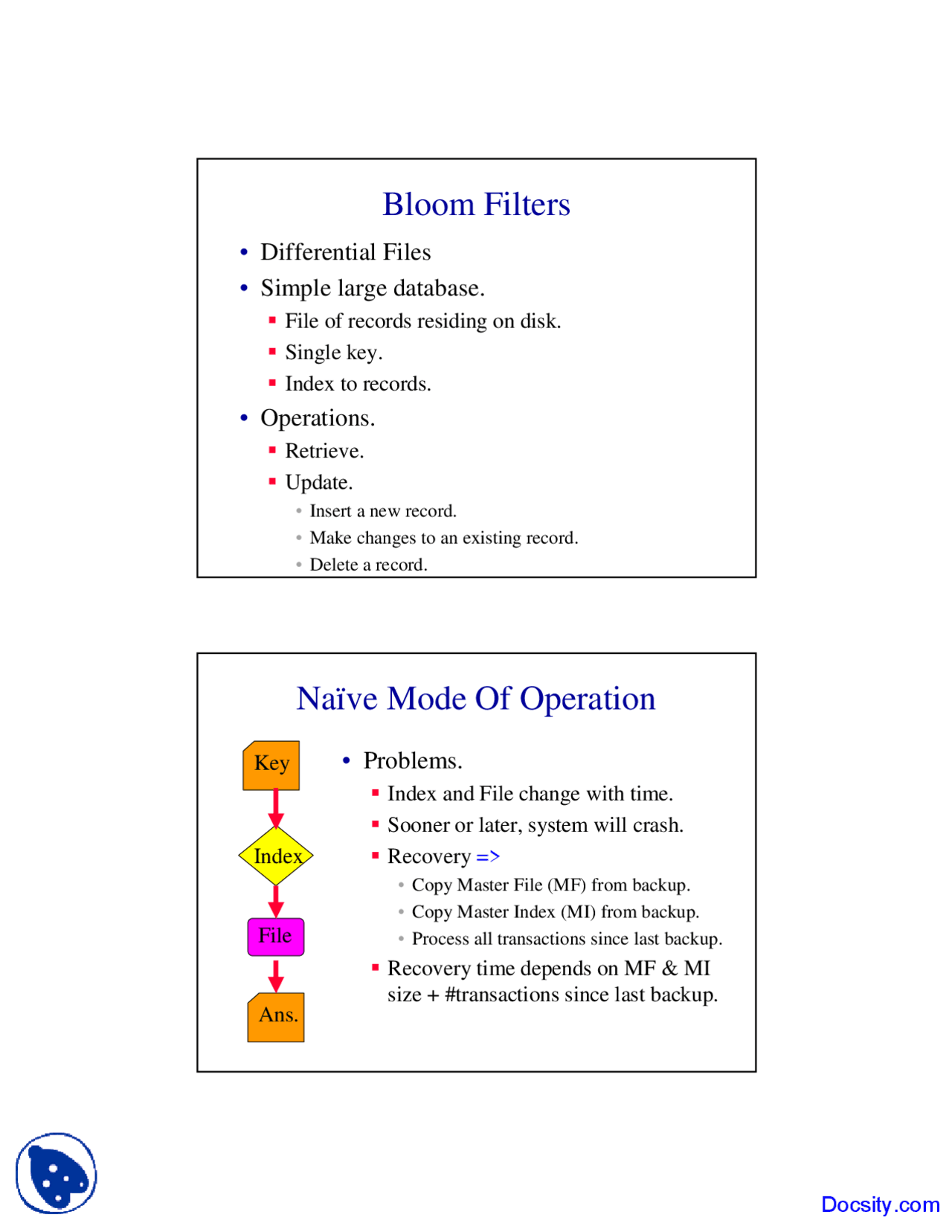 Bloom Filters - Advanced Data Structures - Lecture Slides - Docsity