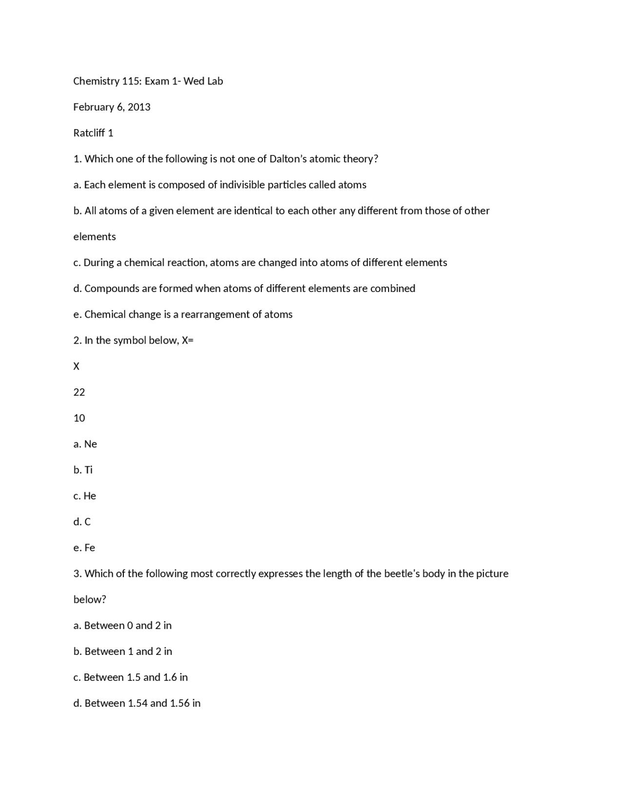Exam 1 Web Lab - Fundamentals of Chemistry | CHEM 115 | Exams Chemistry ...