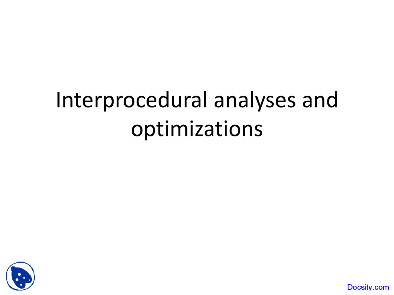 Interprocedural Analyses Advanced Compiler Lecture Slides Docsity