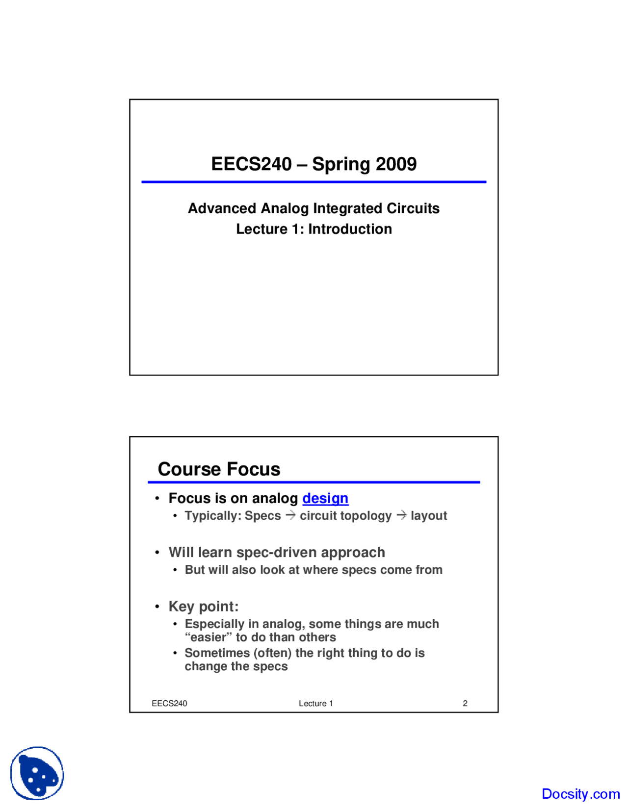 Digital Circuitry Advanced Analog Integrated Circuits Lecture
