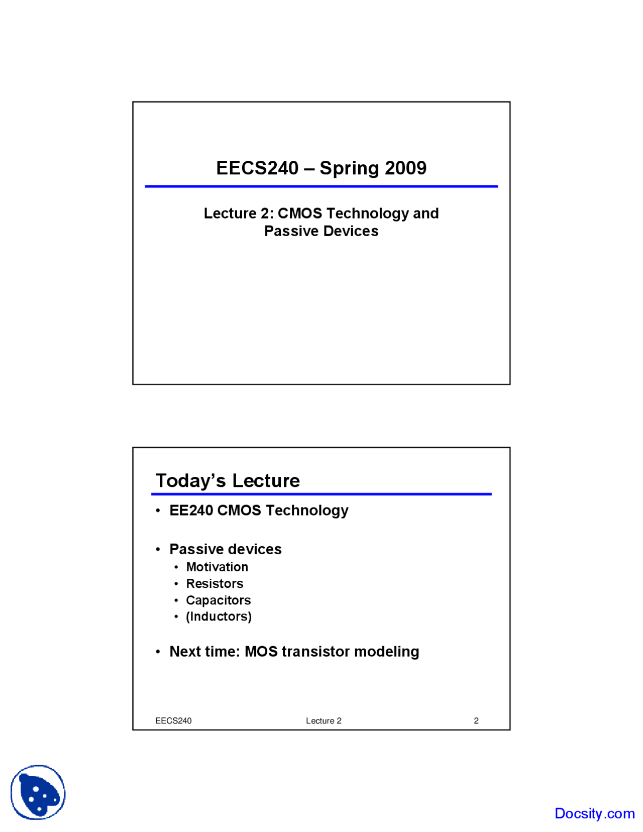 Cmos Technology Advanced Analog Integrated Circuits Lecture Slides