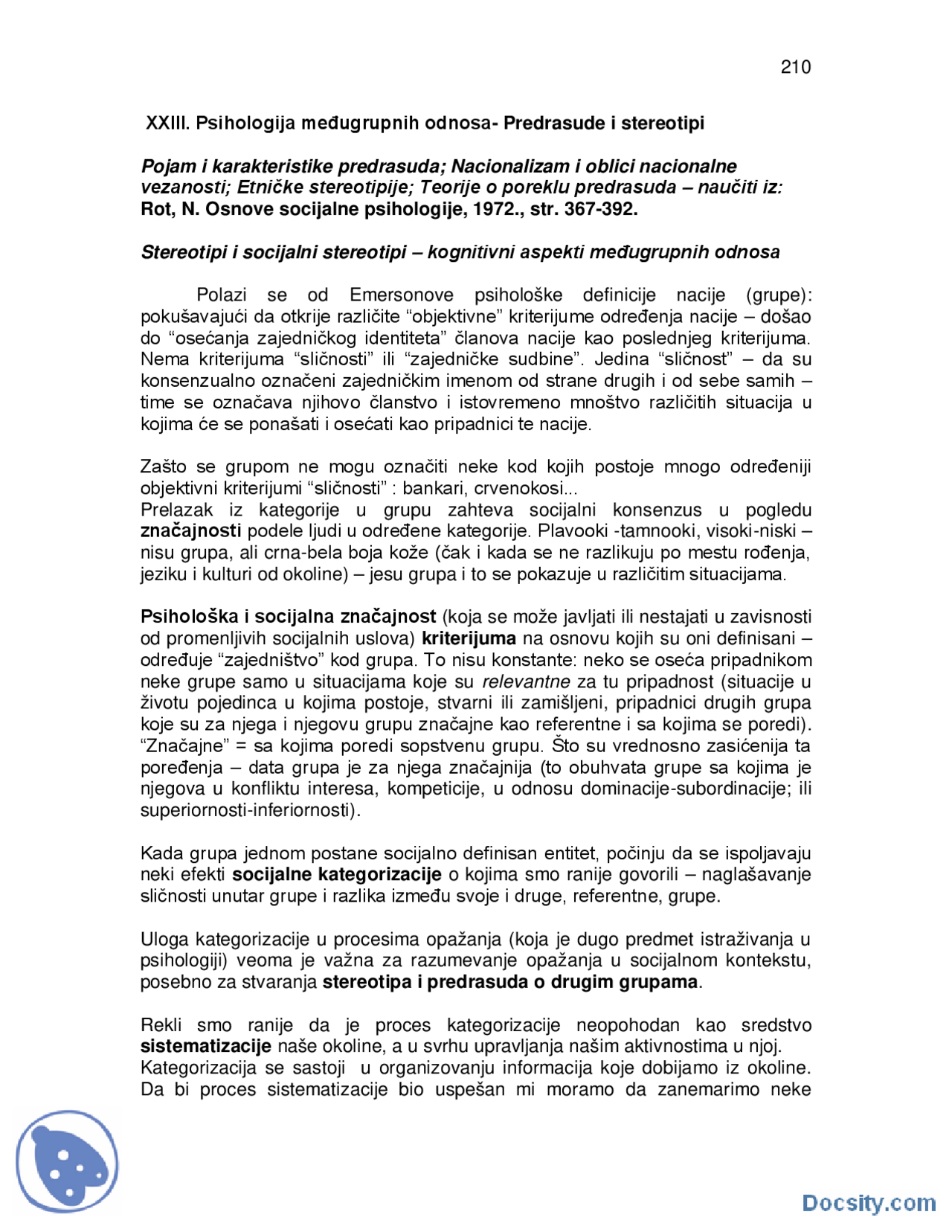Medjugrupni Odnosi Predrasude Skripta Psihologija Rezime Predlog